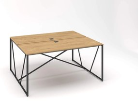 Psací stůl Dvoumístný Lenza PROX 158/67 Dekor stolové desky: dub Hamilton, Barva podnože: černá