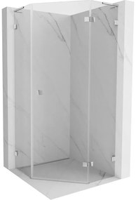 Mexen Lunar, L pravý výklopný pětiúhelníkový sprchový kout 80 x 80 cm, 8mm čiré sklo, chromový profil, 831L-080P-080L-01-00-P