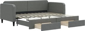 Válenda s přistýlkou a zásuvkami tmavě šedá 90 x 200 cm textil 3196853
