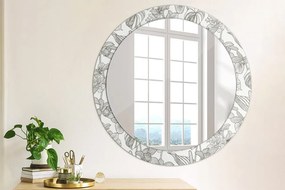 Kulaté zrcadlo tištěný rám Květinový vzor fi 80 cm