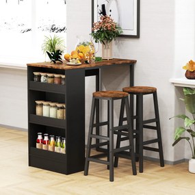 Costway Kuchyňský stůl se 2 stoličkami, prostorově úsporný bistro jídelní set