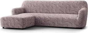 Bielastické potahy BRILLANTE hnědé sedačka s otomanem vlevo (š. 170 - 300 cm)