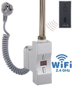 Hydronix Home Plus WiFi, obdélníkový profil, topná tyč 1200 W Barva topné tyče: Matný chrom, Připojení topné tyče: S kabelem se zástrčkou