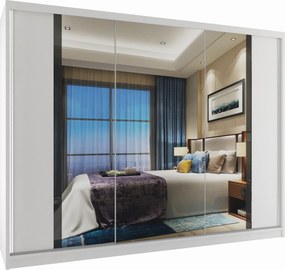 Šatní skříň 232 cm Belini bílý mat s posuvnými dveřmi a zrcadlem  MV SZP4/2/1W/2W1L/B/HI