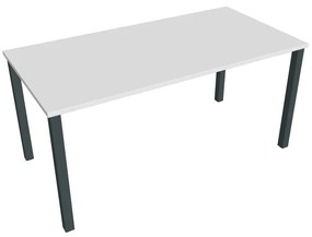 Stůl jednací rovný 160 cm - Hobis Uni UJ 1600 Dekor stolové desky: bílá, Barva nohou: černá