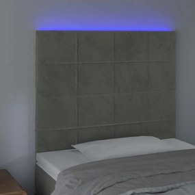vidaXL Čelo postele s LED 80x5x118/128 cm samet [3122459] Barva: Černá