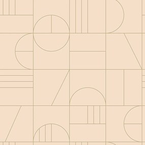 Béžová vliesová tapeta na zeď, geometrický vzor 139206, Art Deco, Est