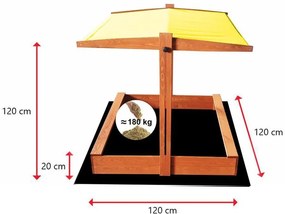 Sun Active Dřevěné pískoviště se stříškou Slim, žluté - 120 cm