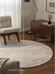 Béžový/v přírodní barvě ručně tkaný vlněný kulatý koberec ø 200 cm Lyon Beans – Elle Decoration
