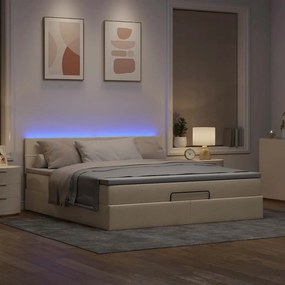Osmanská postel s matrací &amp; LEDs krémová 180x200cm látka 3312331