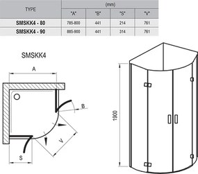 Ravak SmartLine SMSKK4 80 x 80 cm 3S244A00Y1 sprchový kout Koupelny Bernold