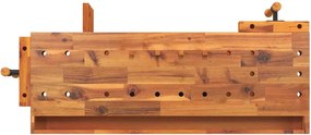 Pracovní stůl se zásuvkou a svěráky 124 x 52 x 83 cm masivní akácie 153321