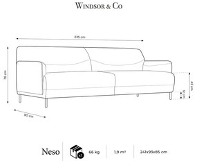 Světle šedá pohovka Windsor &amp; Co Sofas Neso, 235 cm