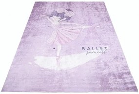 Dětský kusový koberec vhodný k praní BAMBINO 41960 Baletka protiskluzový fialový Rozměr: 80x150 cm