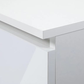 Psací stůl B16 3 šuplíky pravé, bílá/bílá lesk