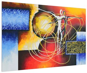 Abstraktní obraz - malba tanečníků (90x60 cm)