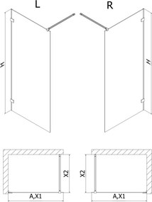Mexen Lunar sprchová stěna levá 130 x 200 cm, 8mm čiré sklo, černá matná, 830-130-000-70-00-L