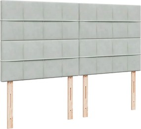 Box spring postel s matrací světle šedá 200x200 cm samet 3292430