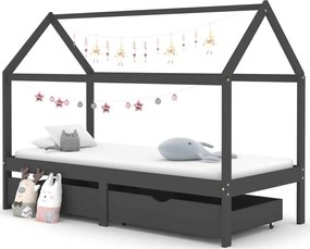 vidaXL Rám dětské postele se zásuvkami masivní borovice 90x200 cm [322141] Barva: Tmavě šedá
