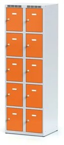 Alfa 3 Šatní skříňka s úložnými boxy, 10 boxů, oranžové dveře, otočný zámek