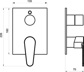 Novaservis Titania Fresh - Vanová baterie pod omítku s přepínačem, chrom, 96050R,0