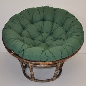 Papasan DIAS — ratan, látka, ⌀115 cm, hnědá / více barev Tmavě zelený melír