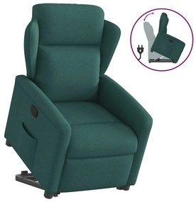 Zvedací polohovací křeslo tmavě zelené textil 3303140