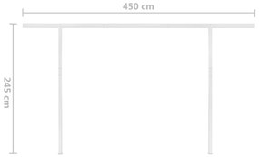 Ručně zatahovací markýza se sloupky 4,5 x 3 m žlutobílá,  3069958
