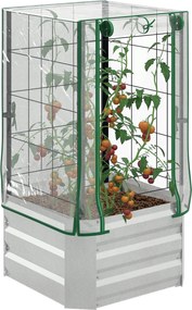 Vyvýšený zahradní záhon s treláží Outsunny, 53 x 53 x 90 cm pro zahradu, balkon a terasu, květináč pro popínavé rostliny, košíkové rostliny a květiny