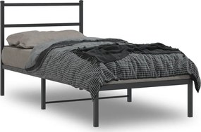vidaXL Kovový rám postele s čelem 90 x 200 cm [355407] Barva: Černá