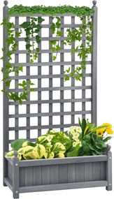 Outsunny Vyvýšená zahradní bedýnka s treláží – Dřevěná treláž s podporou pro popínavé rostliny, 64 x 28 x 120 cm | Aosom