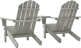 Zahradní židle Adirondack s čajovým stolkem masivní jedle šedé 310068