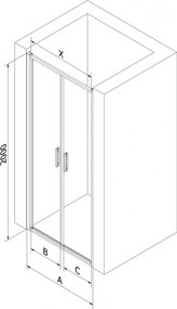 Mexen Exo, dvojité výklopné sprchové dveře, 120 cm, transparentní sklo, zlatá, 814-120-000-50-00
