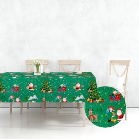 Ervi bavlněný ubrus na stůl obdélníkový - Vánoční vzor zelený