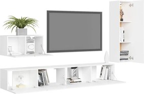 4dílný set TV skříněk bílý kompozitní dřevo 3078676