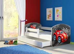 Dětská postel - Car 2 160x80 cm + šuplík bílá