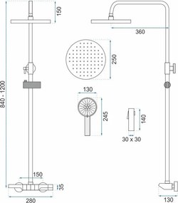 Rea Savio, LED sprchový set s vanovou výlevkou, černá, REA-P8410
