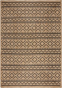 Kusový koberec Printed Jute Luis Natural/Black, 200x290, béžová, chodba / predsieň, Flair Rugs