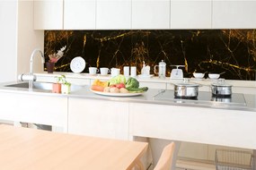 DIMEX | Fototapeta do kuchyně Černozlatý mramor KI-350-279 | 350 x 60 cm | černá, zlatá