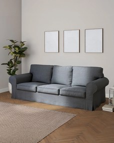 Potah na pohovku IKEA Ektorp 3-místná rozkládací, NOVÝ MODEL 2013 barva šedá látka pletený vzor