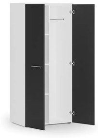 Kancelářská šatní skříň PRIMO WHITE, 3 police, šatní tyč, 1781 x 800 x 500 mm, bílá/grafit