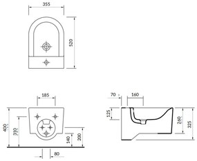 Cersanit Inverto závěsný bidet 52 x 35,5 cm, Bílá, K671-002