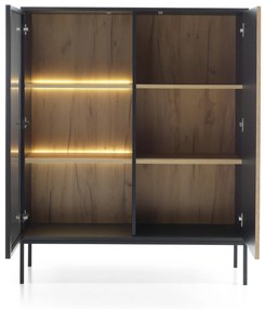 Vitrína Sento s LED osvětlením 104 cm dub wotan/černá II