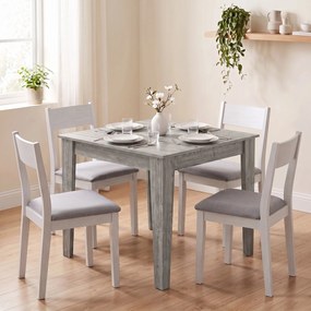 HOMCOM jídelní stůl pro 4 osoby, čtvercový kuchyňský stůl 80x80x75 cm s protiskluzovými nožičky, šedý dřevěný efekt