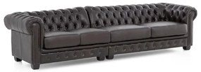 furniture-nabytek.cz - Pohovka Chesterfield z pravé kůže, hnědá, 310×100×72 cm