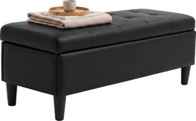 HOMCOM lavice s úložným prostorem 136L, velký úložný puf 110x41x42 cm, vhodný pro domácí mazlíčky, umělá kůže, černá