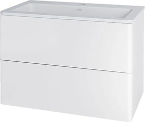 Mereo, Mereo Siena, koupelnová skříňka s umyvadlem z litého mramoru 81 cm, bílá lesk, MER-CN411M