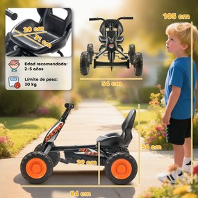 AIYAPLAY šlapací Go-Kart s PP koly, ocelový rám, nosnost 30 kg, pro děti 2-5 let, černý