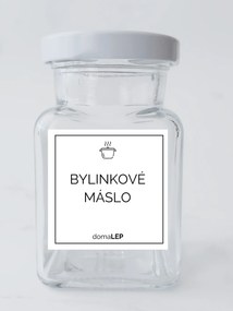 Samolepka na kořenky BYLINKOVÉ MÁSLO bílá 5 × 5 cm základní písmo