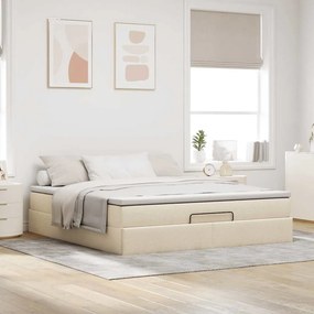 Osmanský rám postele s matrací krémová 180x200cm textil 3311132